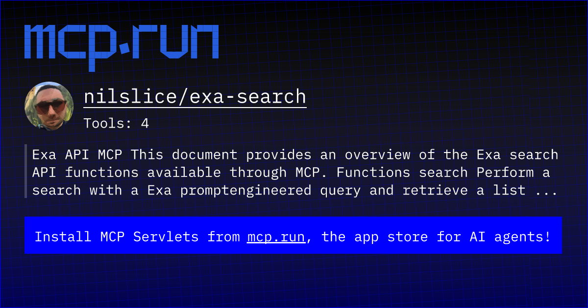 nilslice/exa-search MCP Server | mcp.run